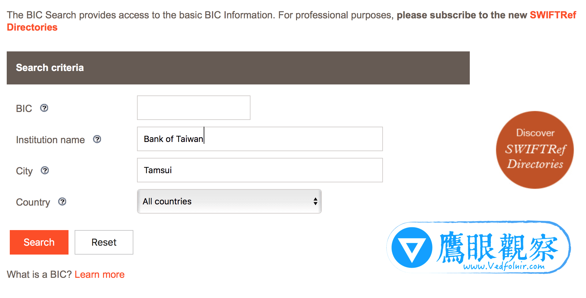SWIFT BIC Codes SWIFT BIC Codes